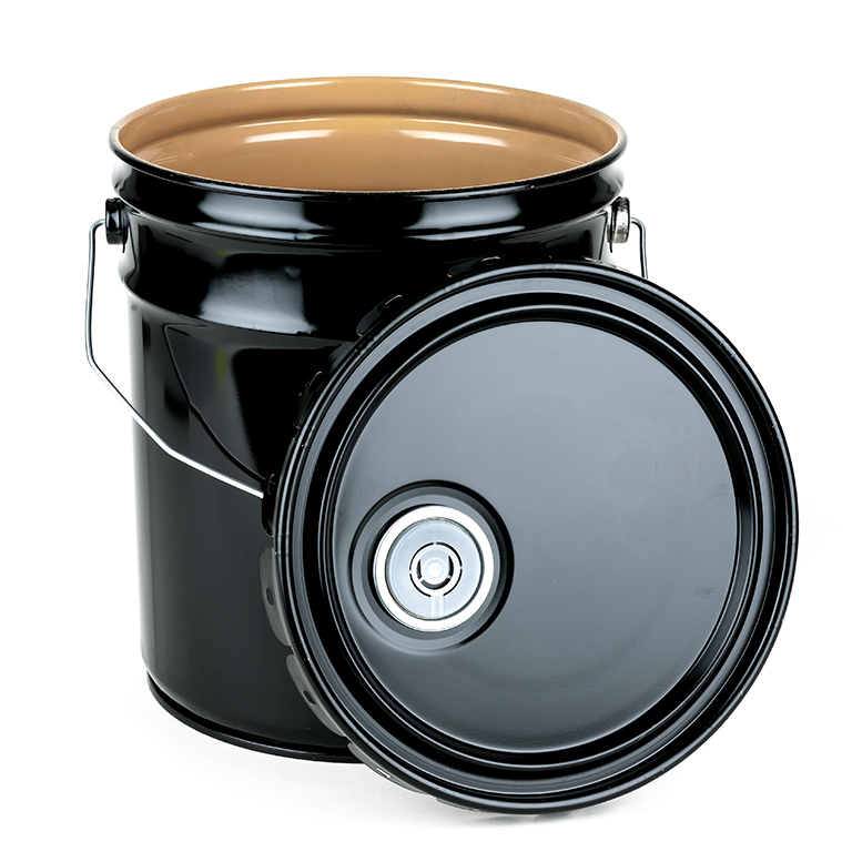 5 Gallon Steel Pail, Open Head, Lug, Flexspout® Opening - Black - Best ...