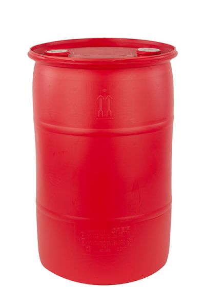 30 Gallon Plastic Drum, Closed Head, UN Rated, Fittings, Red - Best ...